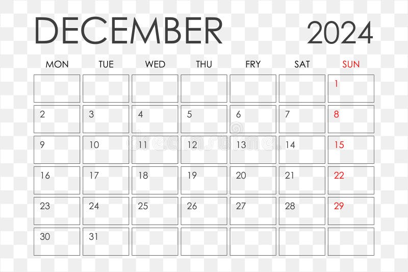 Calendar for December 2024. the Week Starts on Sunday Stock ...