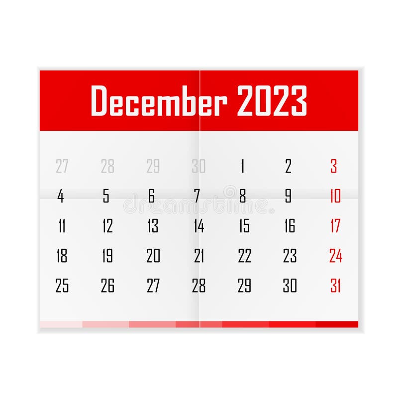 December 2023. Vector Monthly Calendar Template 2023 Year in Simple ...