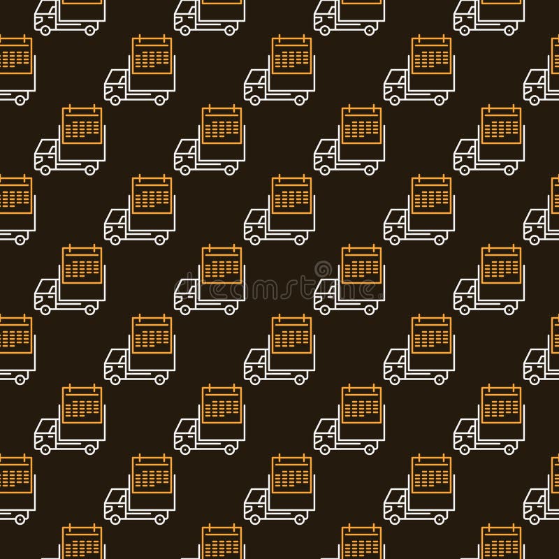 Calendar and Delivery Truck Vector Concept Line Seamless Pattern Stock ...