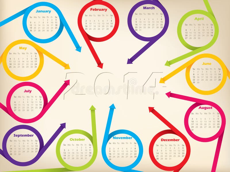 Arrow Calendar Design for 2014 Stock Vector - Illustration of date ...