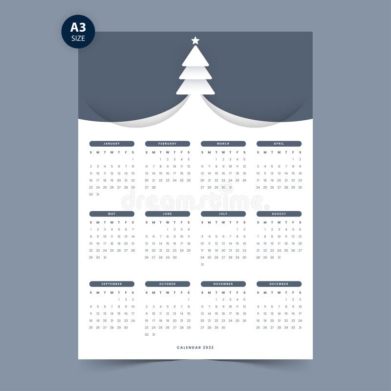 2022 Calendar Design with Christmas Theme Stock Vector - Illustration ...