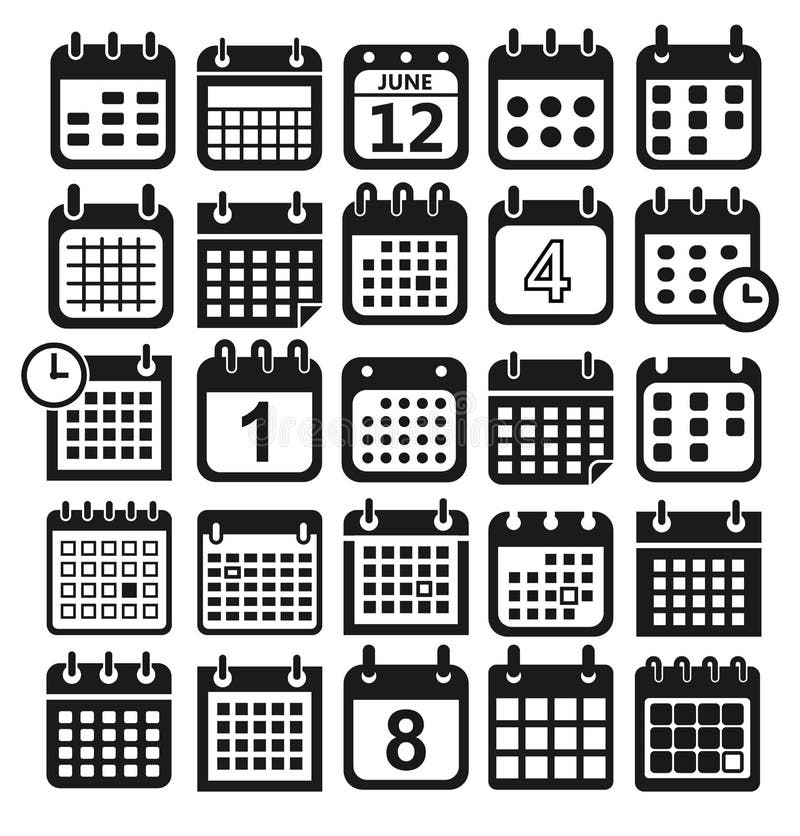 Calendar 12 Month Icon Set, Color Signs for All Months of the Year ...
