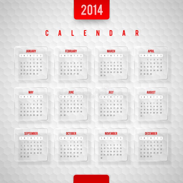 Calendar of 2014 stock vector. Illustration of chronological - 33124837
