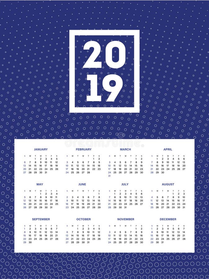 2019 Calendar Design Template Indoor Stock Vector - Illustration of ...