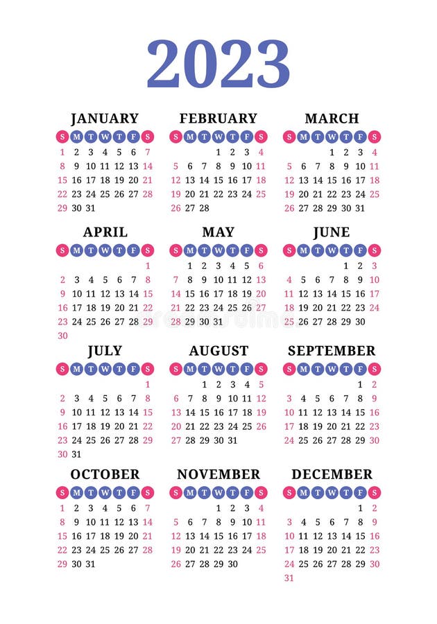 Calendar Design 2023 Year. English Vector Vertical Wall or Pocket ...
