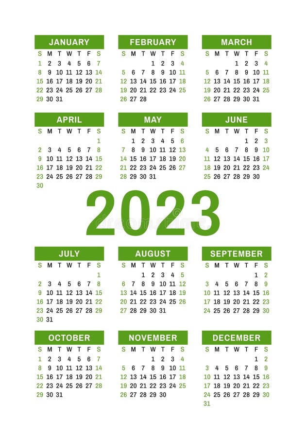 Calendar Design 2023 Year. English Vertical Vector Wall or Pocket ...