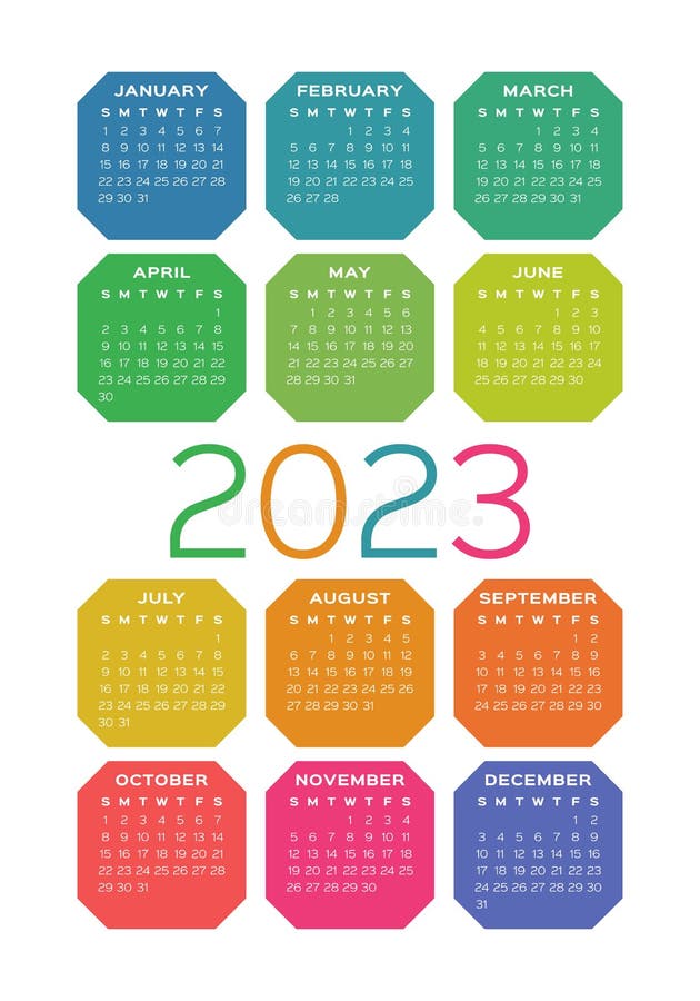 Calendar Design 2023 Year. English Vertical Vector Wall or Pocket ...