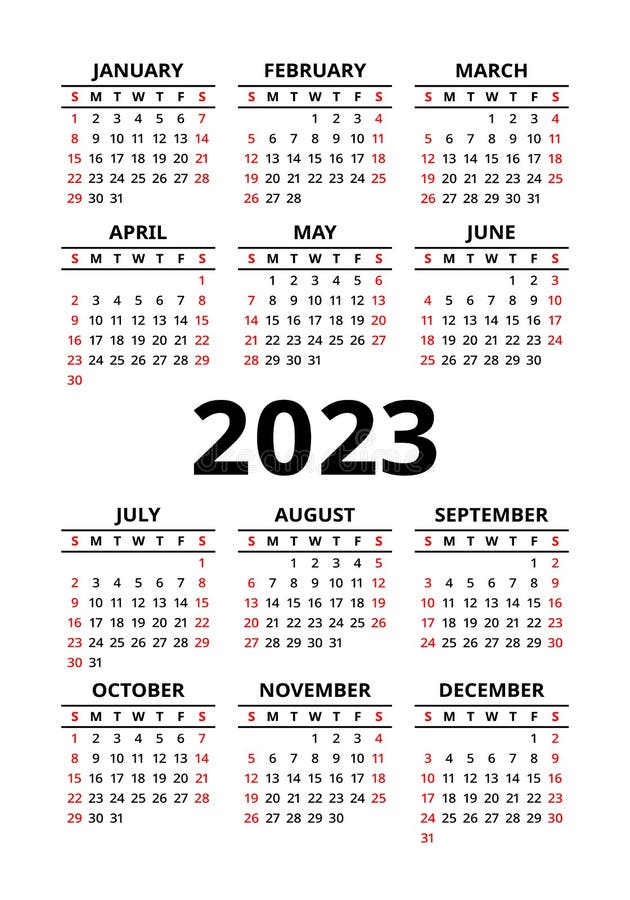 Calendar Design 2023 Year. English Vertical Vector Wall or Pocket ...