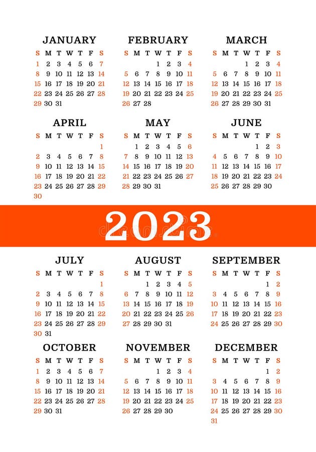 Calendar Design 2023 Year. English Vertical Vector Wall or Pocket ...