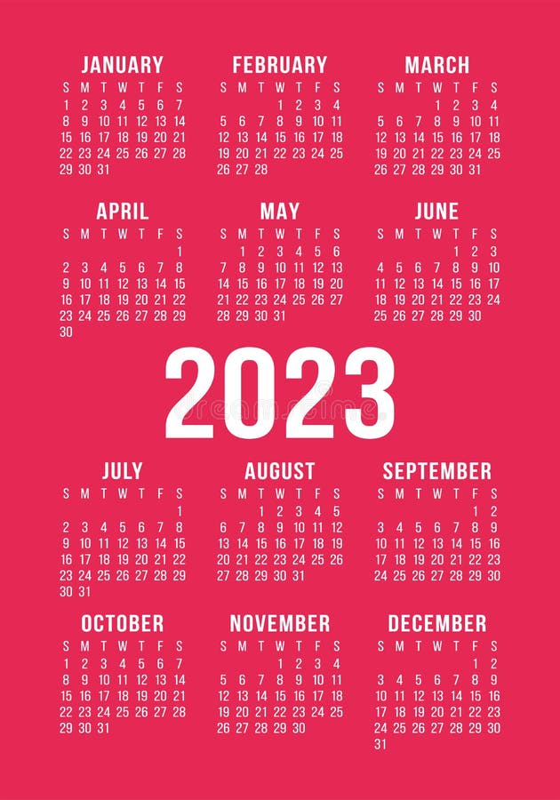 Calendar Design 2023 Year. English Vertical Vector Wall or Pocket ...