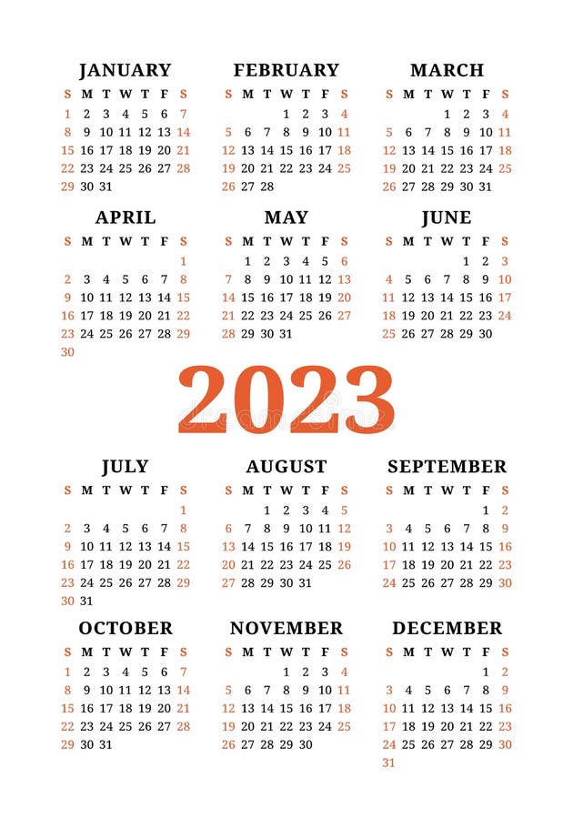 Calendar Design 2023 Year. English Vertical Vector Wall or Pocket ...