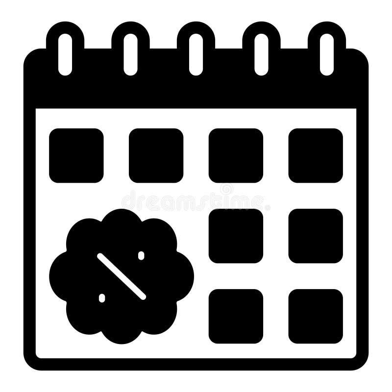 Calendar with Discount Date Solid Icon, Interest Rate Concept. Vector ...