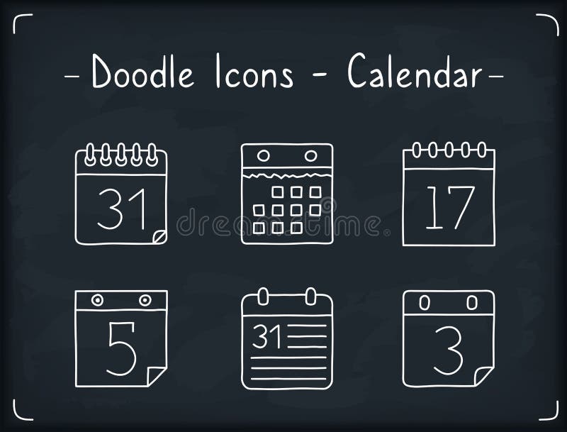 Calendar Doodle Icon, Vector Color Line Illustration Stock Illustration ...