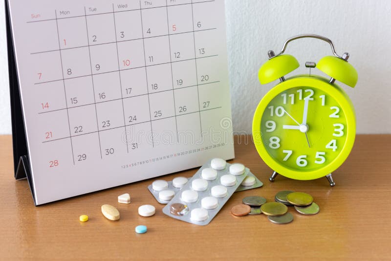 Calendar and Drugs on Table Stock Photo - Image of hospital, care ...