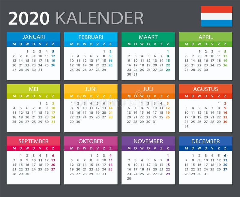 Calendar in Dutch Language for Year 2017, 2018, 2019, 2020, 2021, 2022 ...