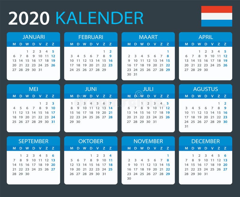 Calendar in Dutch Language for Year 2017, 2018, 2019, 2020, 2021, 2022 ...