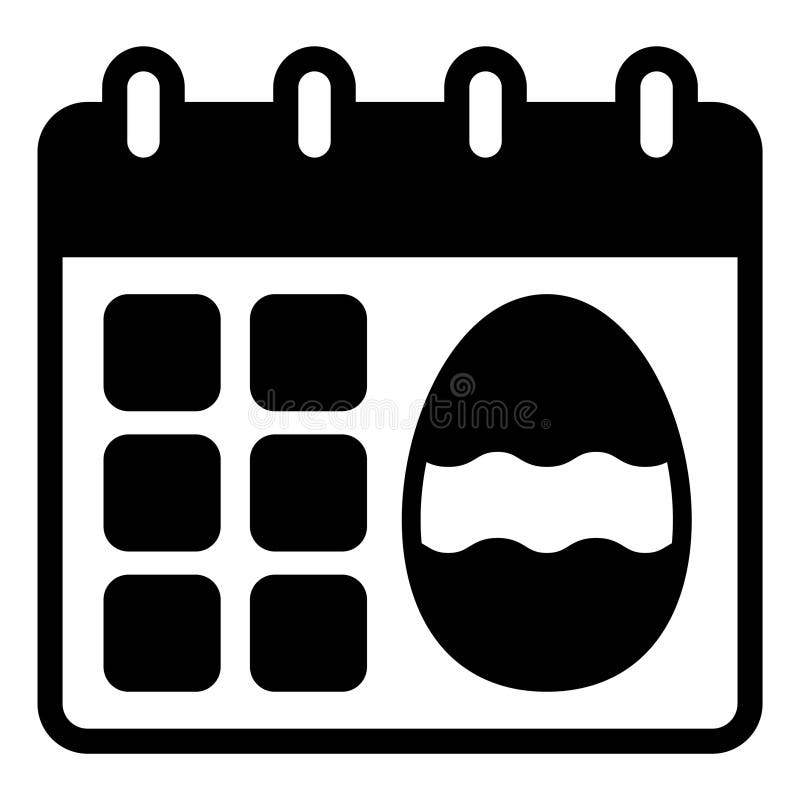 Calendar with Easter Egg Solid Icon, Easter Holiday Concept. Vector Graphics Stock Vector ...