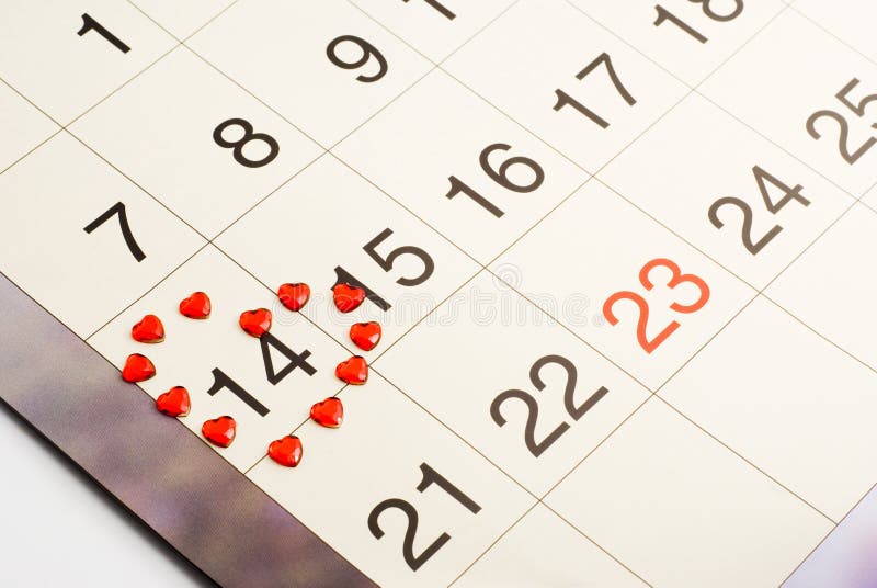 Calendar on February 14, Valentine S Day Stock Photo - Image of ...