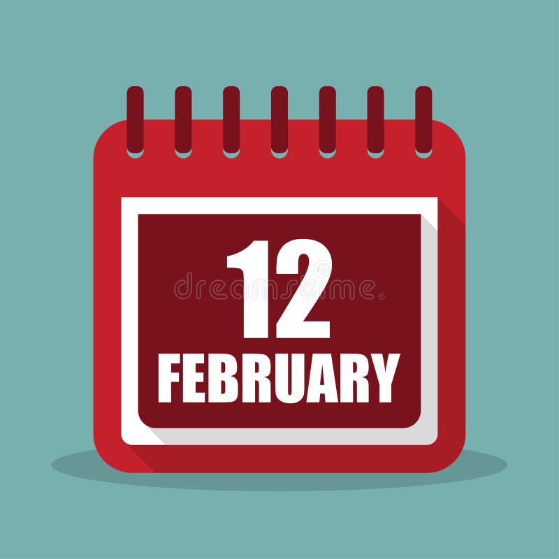 Calendar with 12 February in a Flat Design. Vector Illustration Stock ...