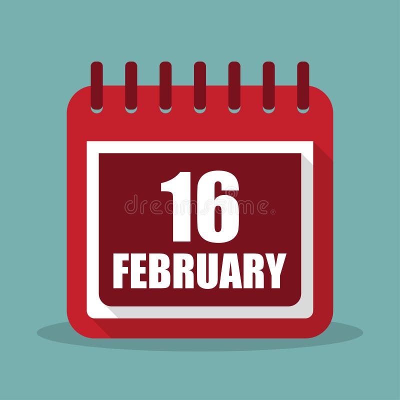 Calendar with 16 February in a Flat Design. Vector Illustration Stock ...