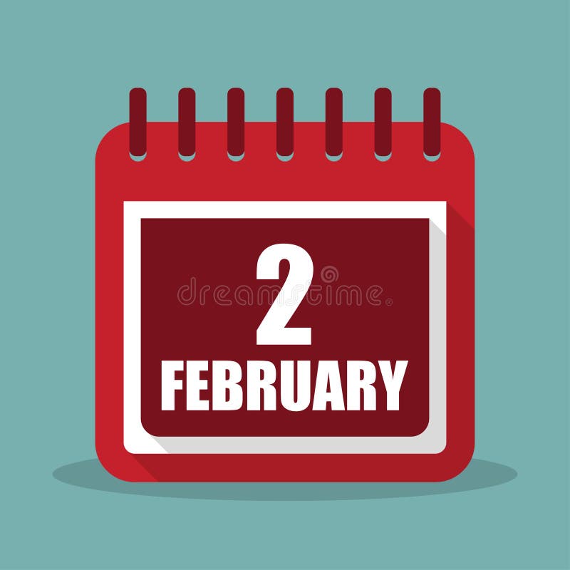 Calendar with 2 February in a Flat Design. Vector Illustration Stock ...