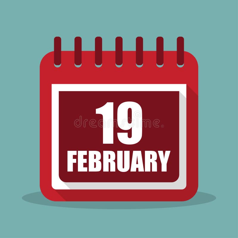 Calendar with 19 February in a Flat Design. Vector Illustration Stock ...