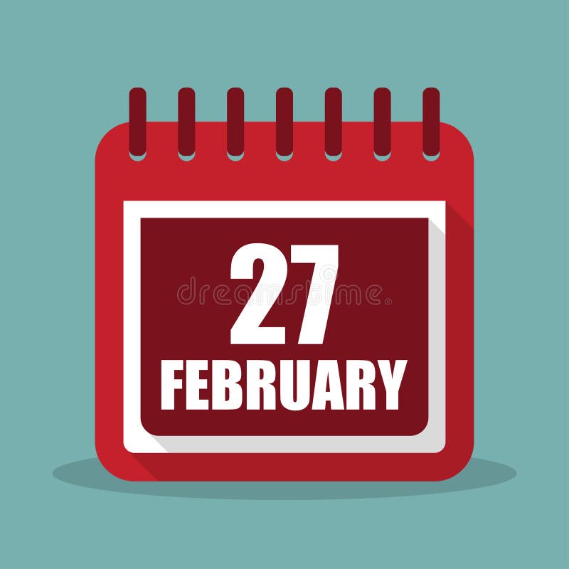 Calendar with 27 February in a Flat Design. Vector Illustration Stock ...