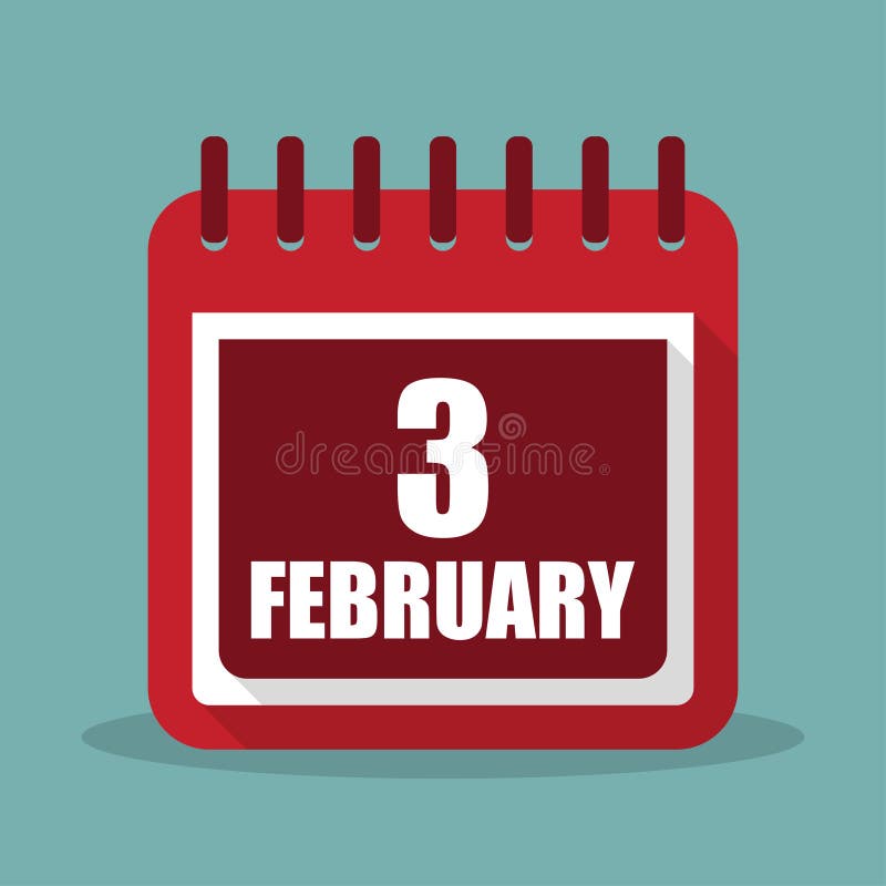 Calendar with 3 February in a Flat Design. Vector Illustration Stock ...