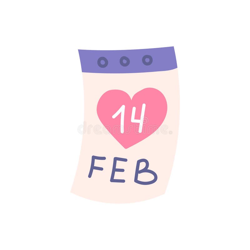 Calendar February 14, Valentines Day, Vector Flat Illustration Stock ...