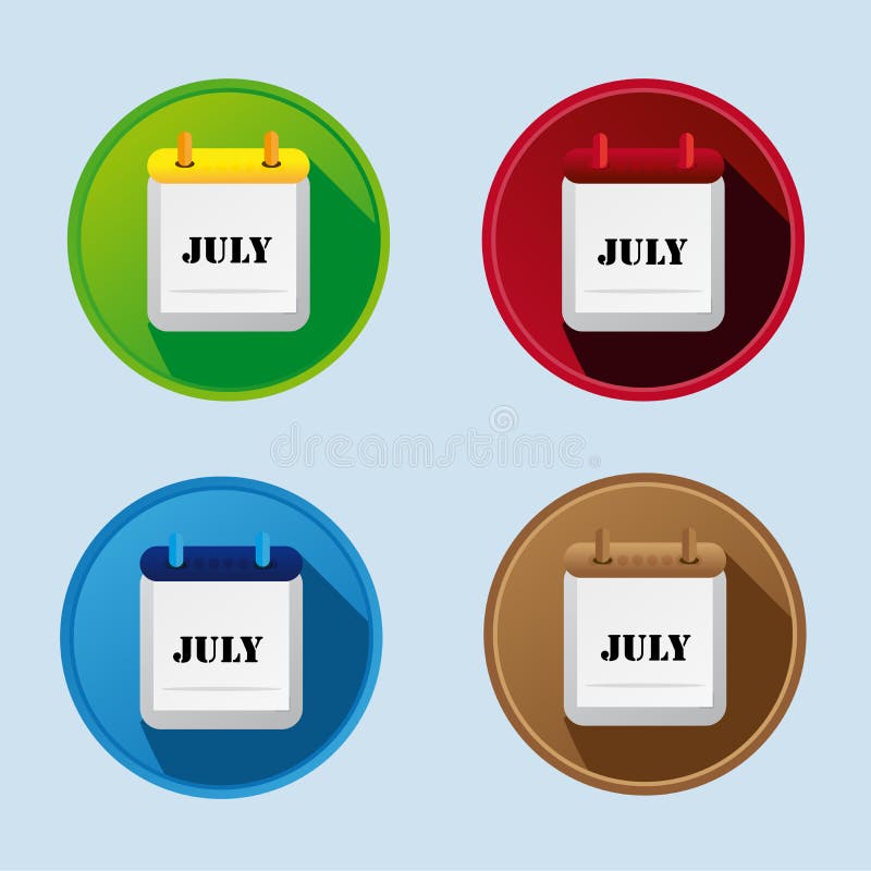 Calendar Flat Icon with July Stock Illustration - Illustration of ...