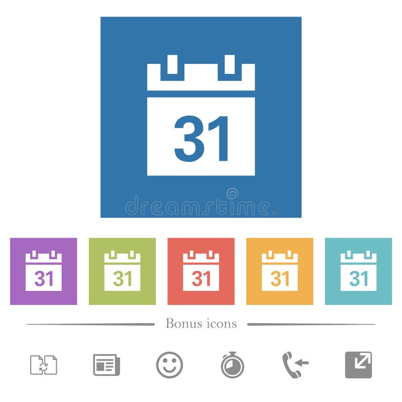 Calendar Flat White Icons in Square Backgrounds Stock Vector ...