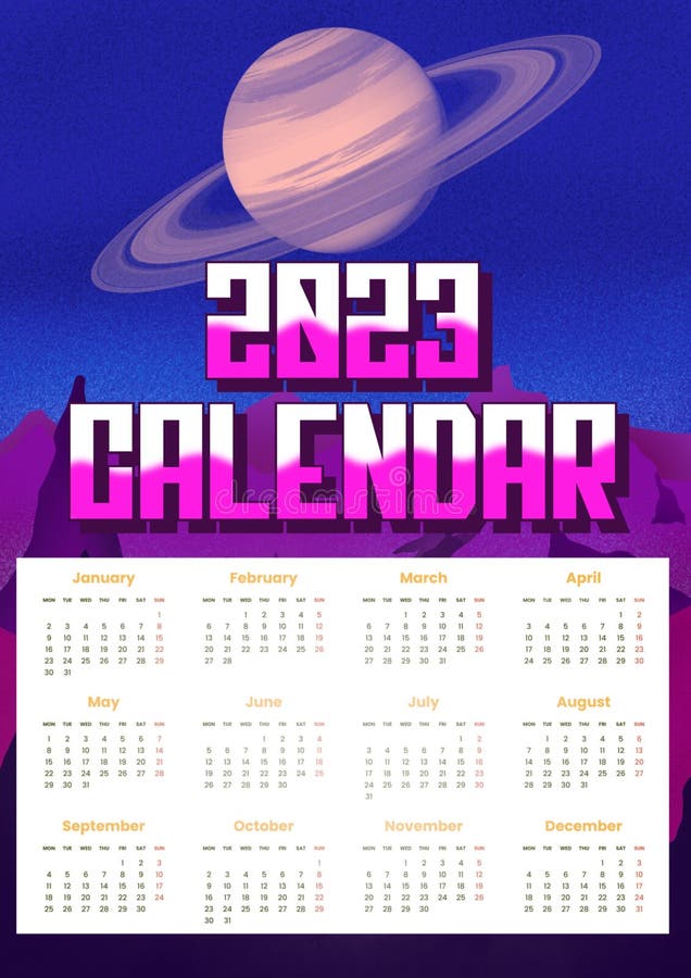 2023 Calendar Galaxy Space Design Stock Illustration - Illustration of ...