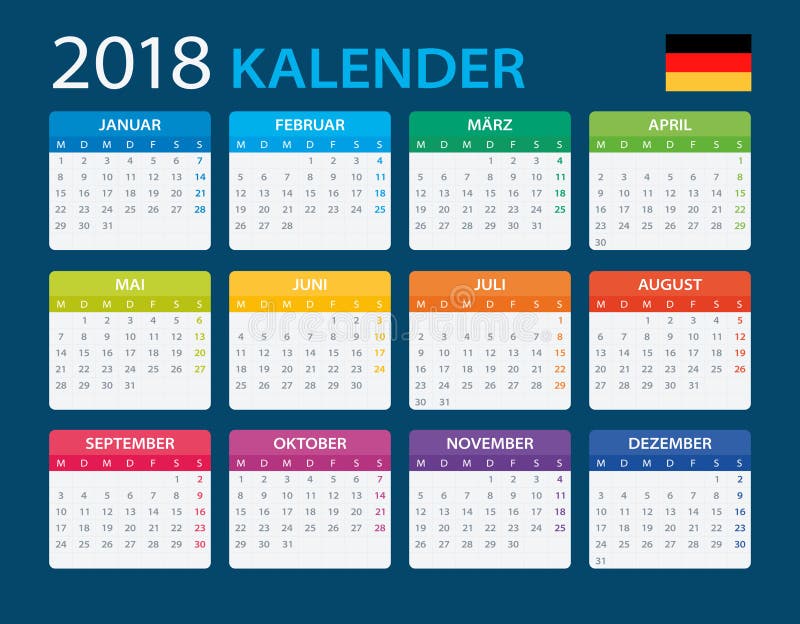 Calendar 2018 - German Version Stock Illustration - Illustration of ...