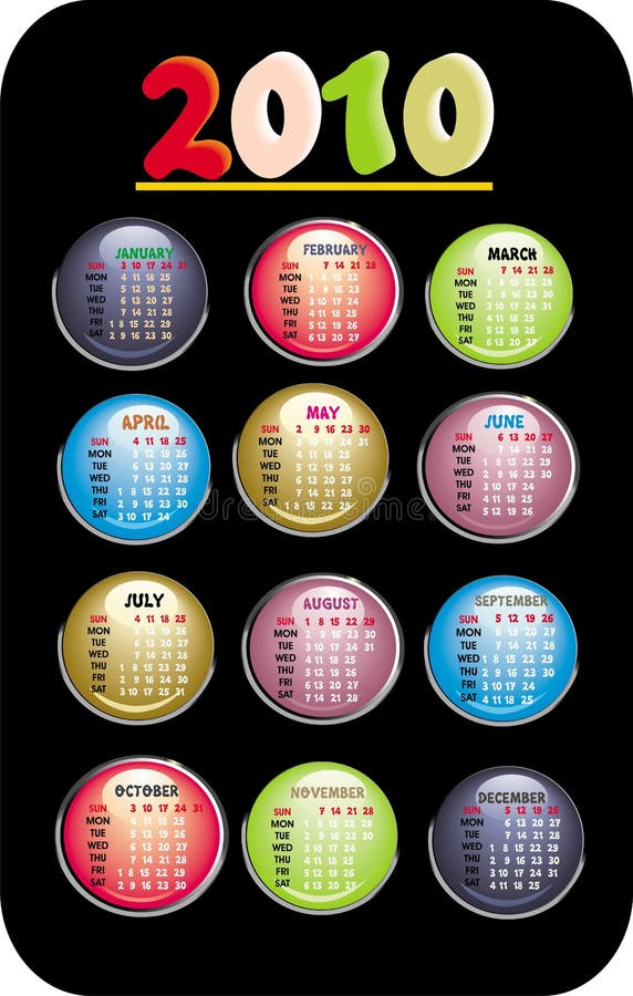 Calendar with Glossy Buttons Stock Vector - Illustration of date ...