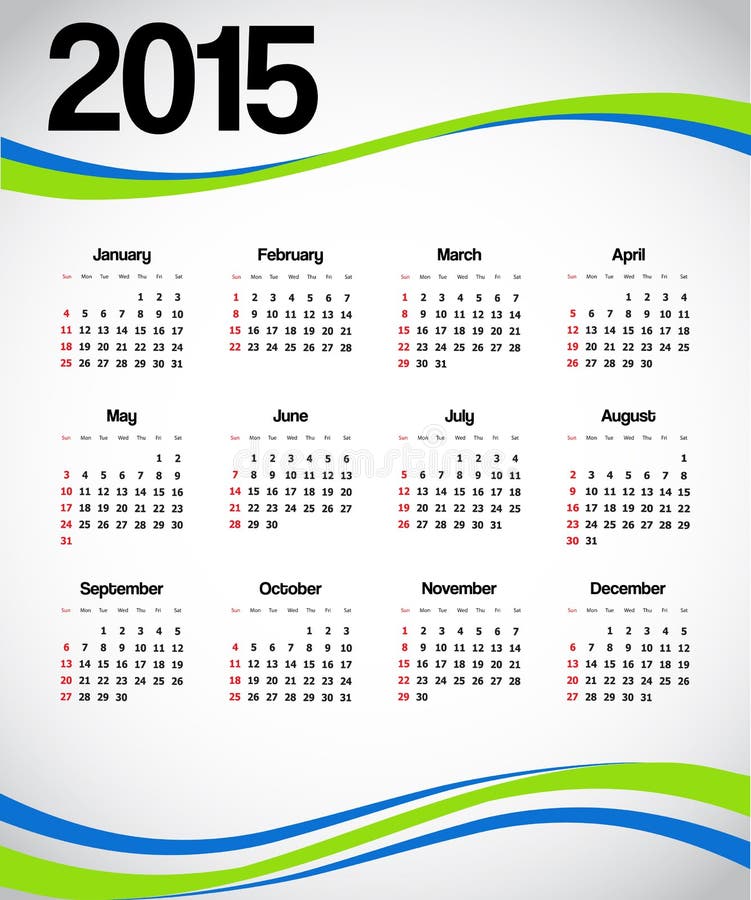 Calendar 2015 stock vector. Illustration of july, august - 43757695