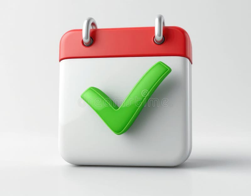 Calendar with Green Checkmark Shows Schedule Complete Reminder and ...