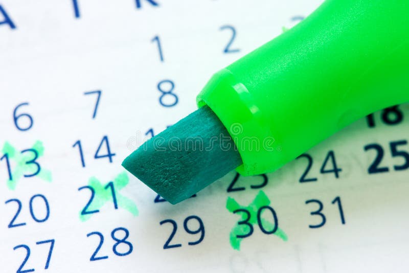 Calendar and green marker stock image. Image of meeting - 39760715