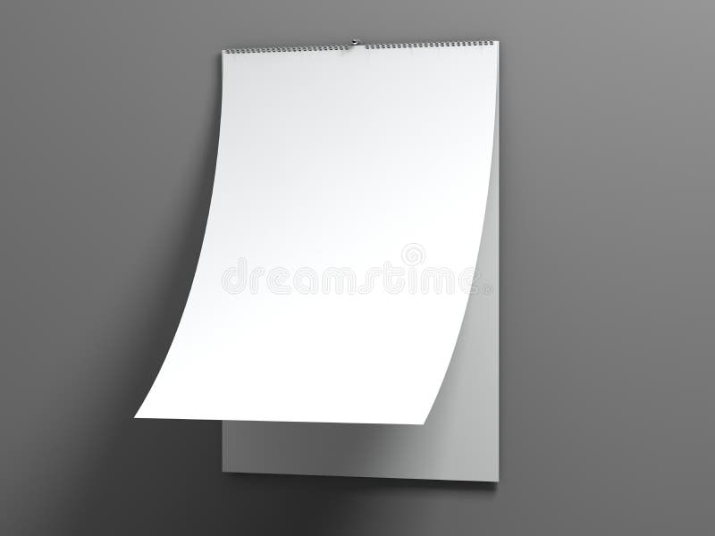 Calendar on a Grey Wall. 3d Rendering Stock Illustration - Illustration ...