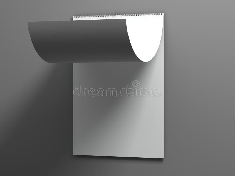 Calendar on a Grey Wall. 3d Rendering Stock Illustration - Illustration ...