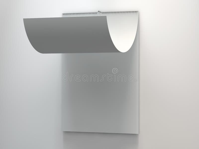 Calendar on a Grey Wall. 3d Rendering Stock Illustration - Illustration ...