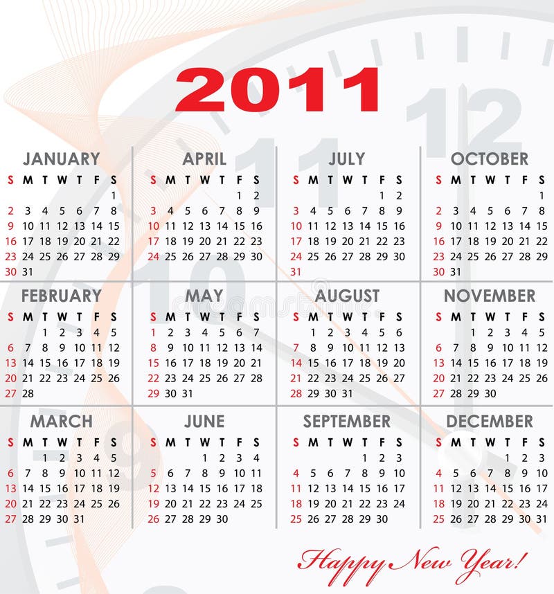 Calendar grid of 2011 year stock vector. Illustration of calendar ...