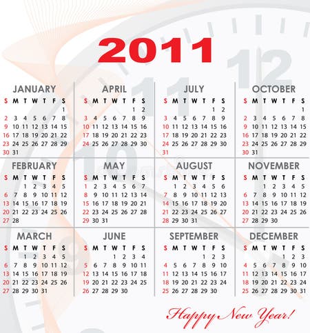 Calendar grid of 2011 year stock vector. Illustration of calendar ...