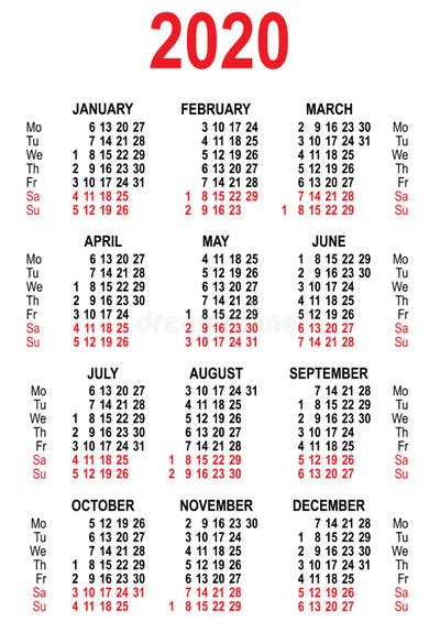 Calendar 2020 Grid Template Stock Vector - Illustration of july, 2020: ...