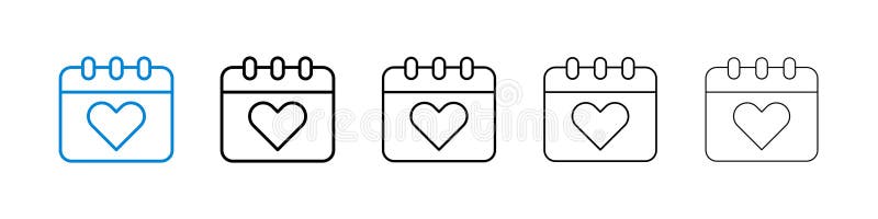 Calendar Heart Icon Isolated on White Background Stock Vector ...