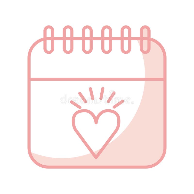 Calendar with heart icon stock vector. Illustration of event - 92061298