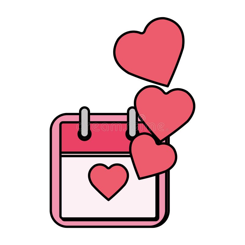 Calendar with hearts love stock vector. Illustration of month - 136409671