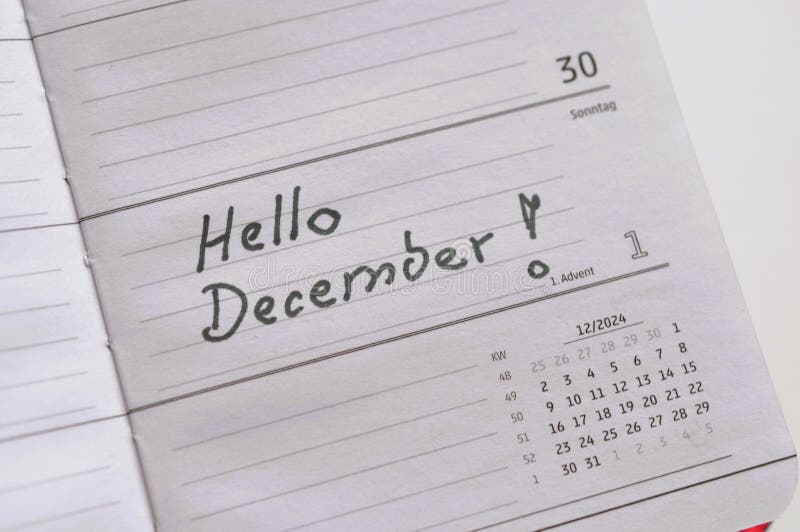 Hello December Write in Calendar Stock Illustration - Illustration of ...