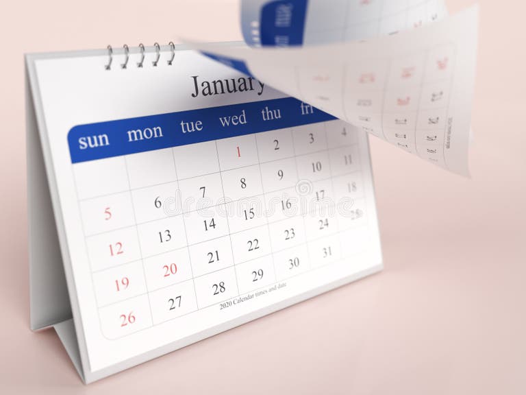 2020 Calendar Horizontal Composition with Copy Space 3rd Render Stock ...