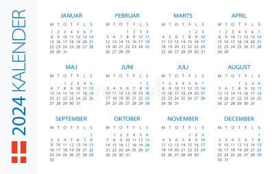 Calendar 2024 Horizontal - Illustration. Danish Version Stock Vector ...