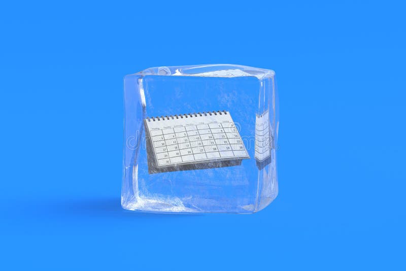 Calendar in ice cube stock illustration. Illustration of cube - 256678084